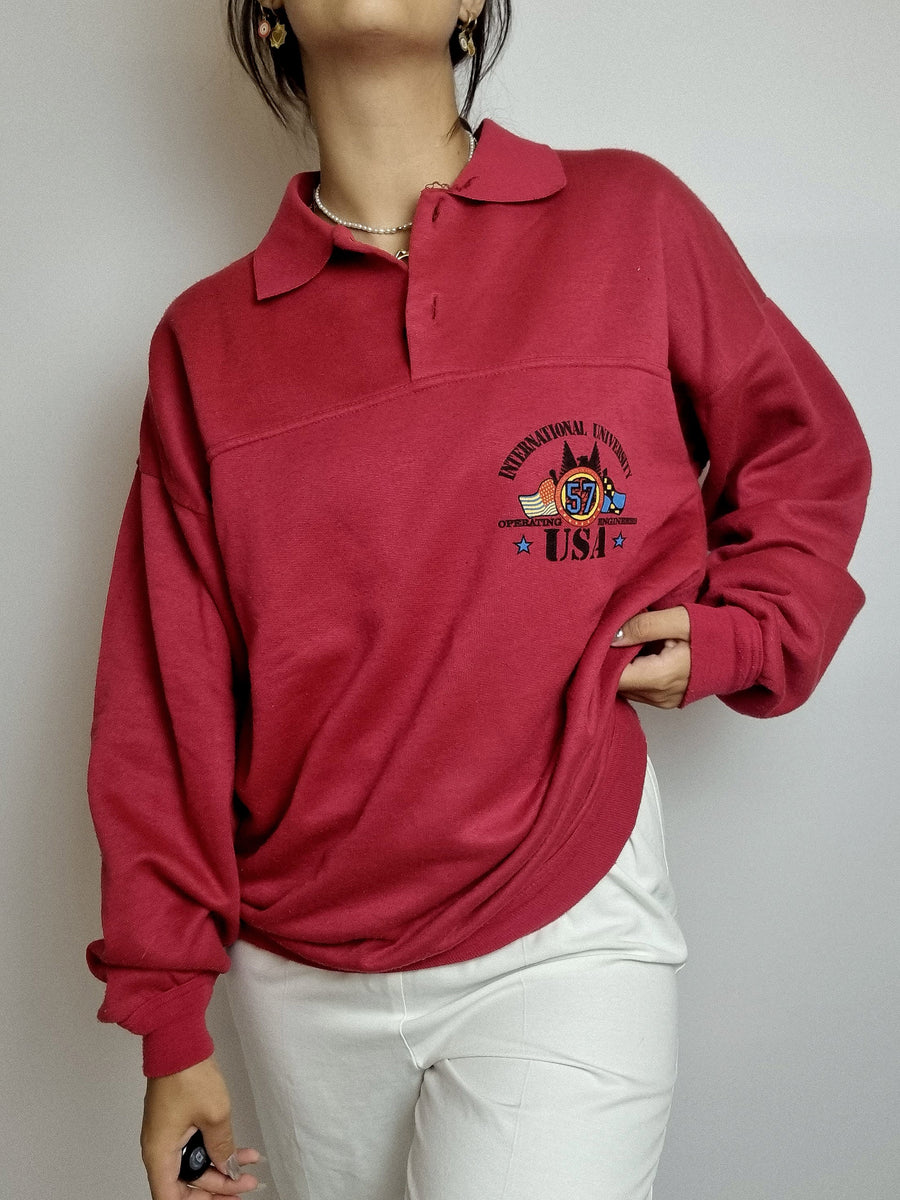 Pull vintage américain rouge rosé L – fripsquare
