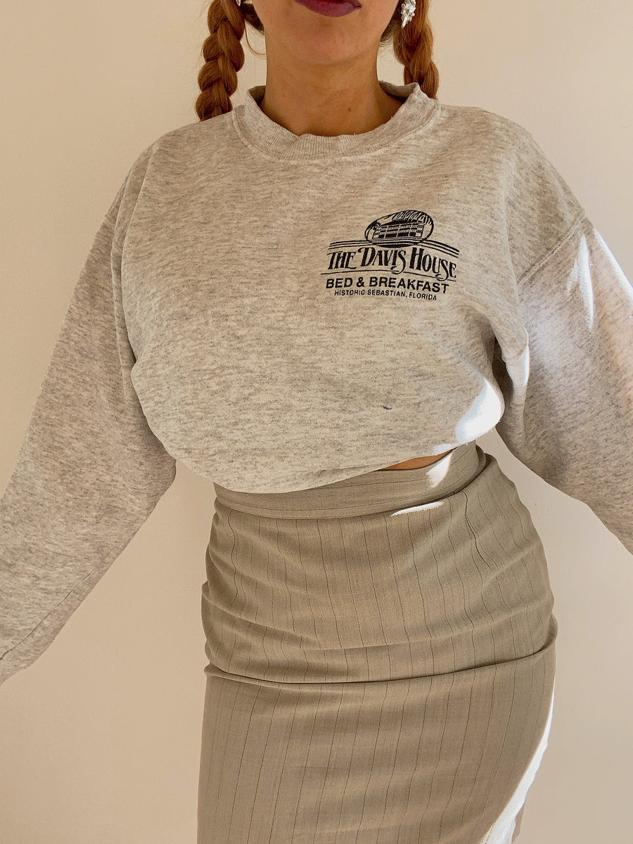 Pull USA gris clair The Davis House M – fripsquare