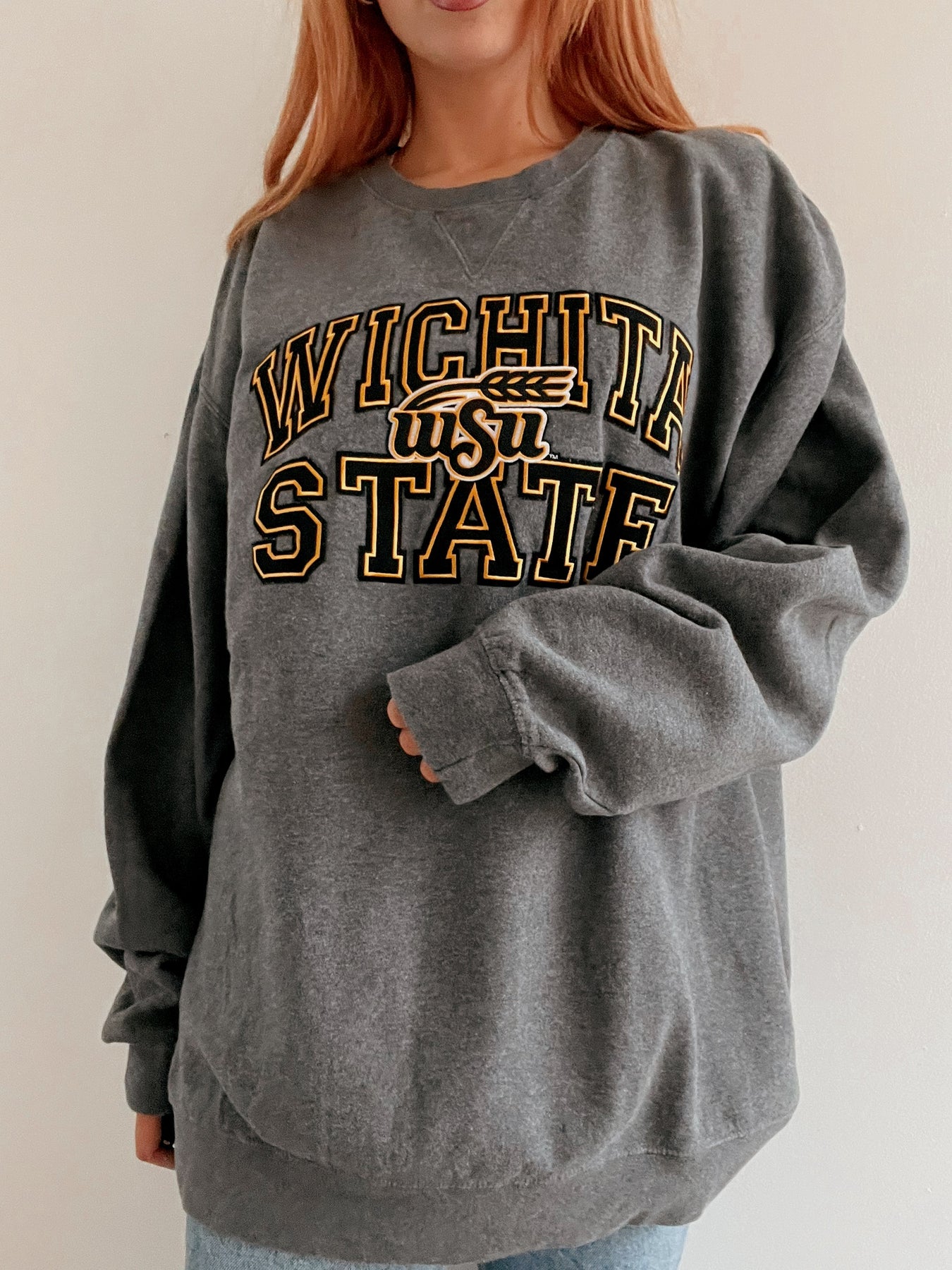 Pull vintage américain gris foncé et jaune XXL – fripsquare