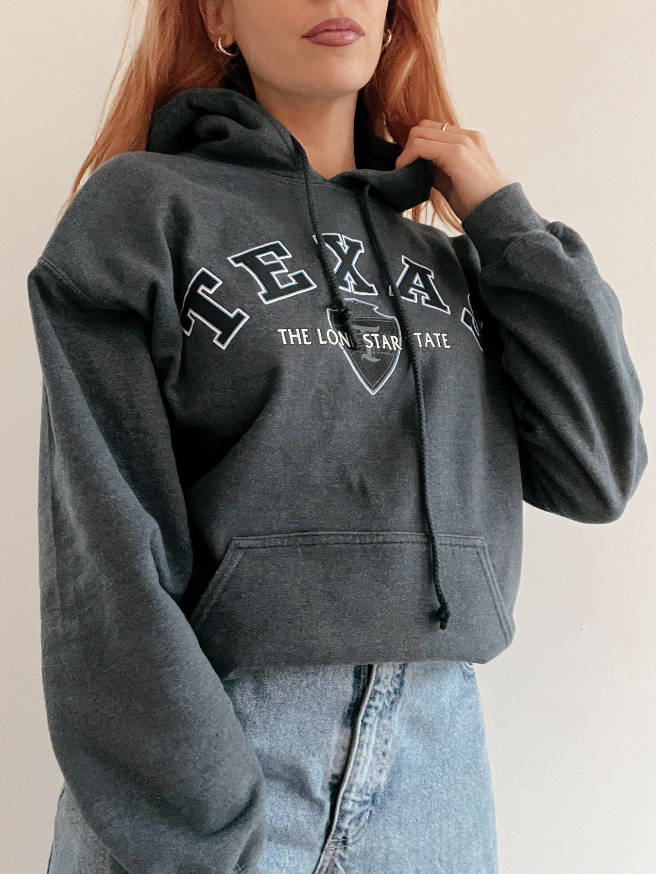 Pull vintage américain gris foncé et bleu Texas M – fripsquare