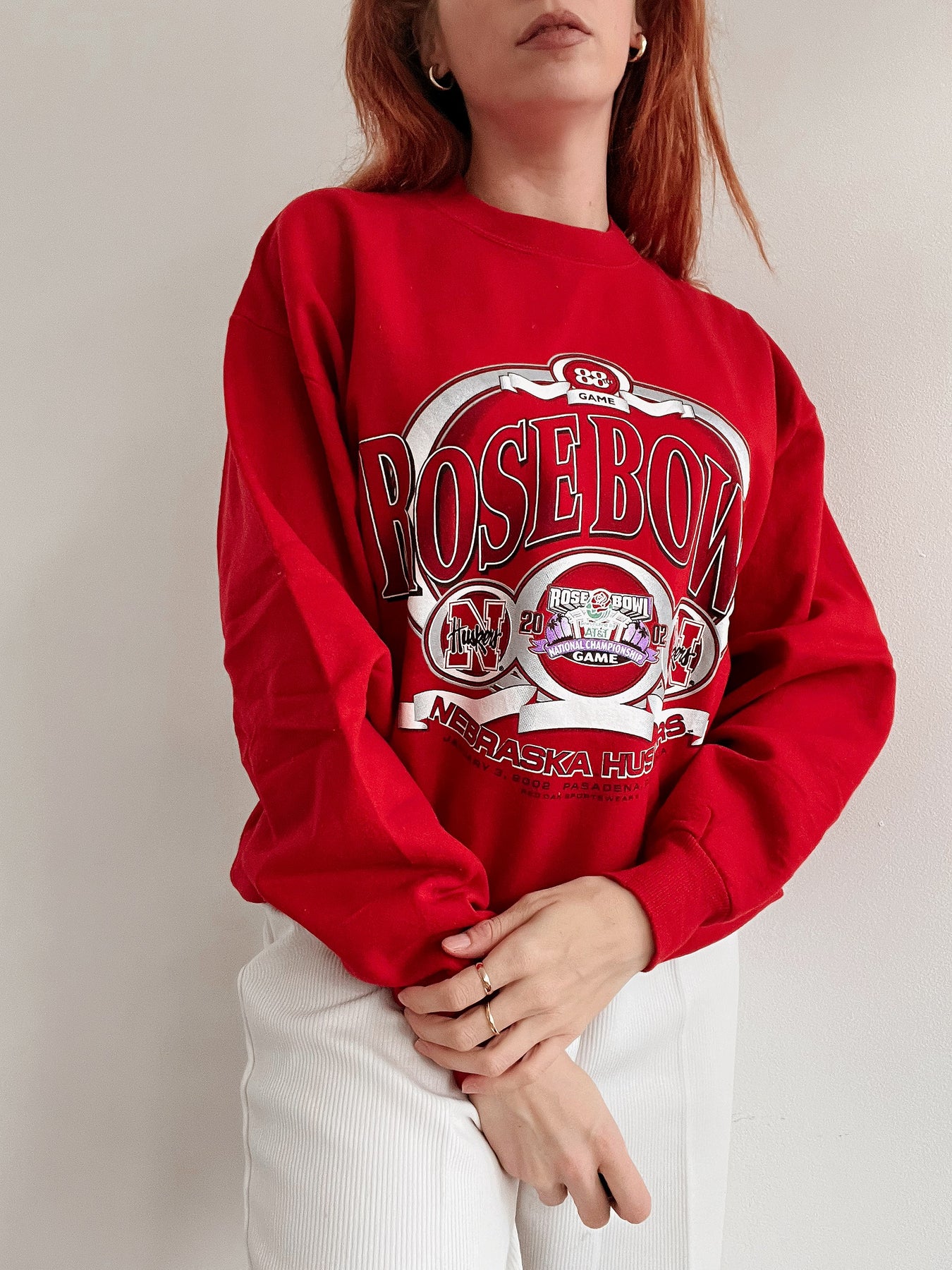 Pull vintage américain rouge Rosebowl L – fripsquare