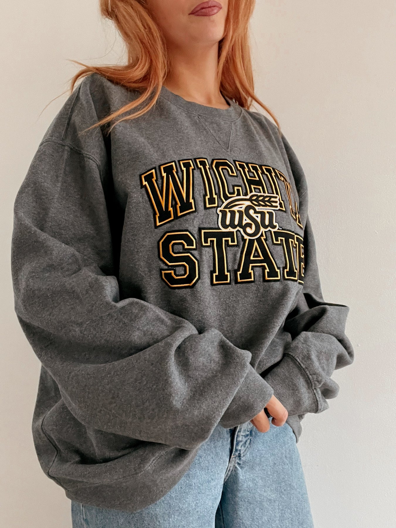 Pull vintage américain gris foncé et jaune XXL – fripsquare