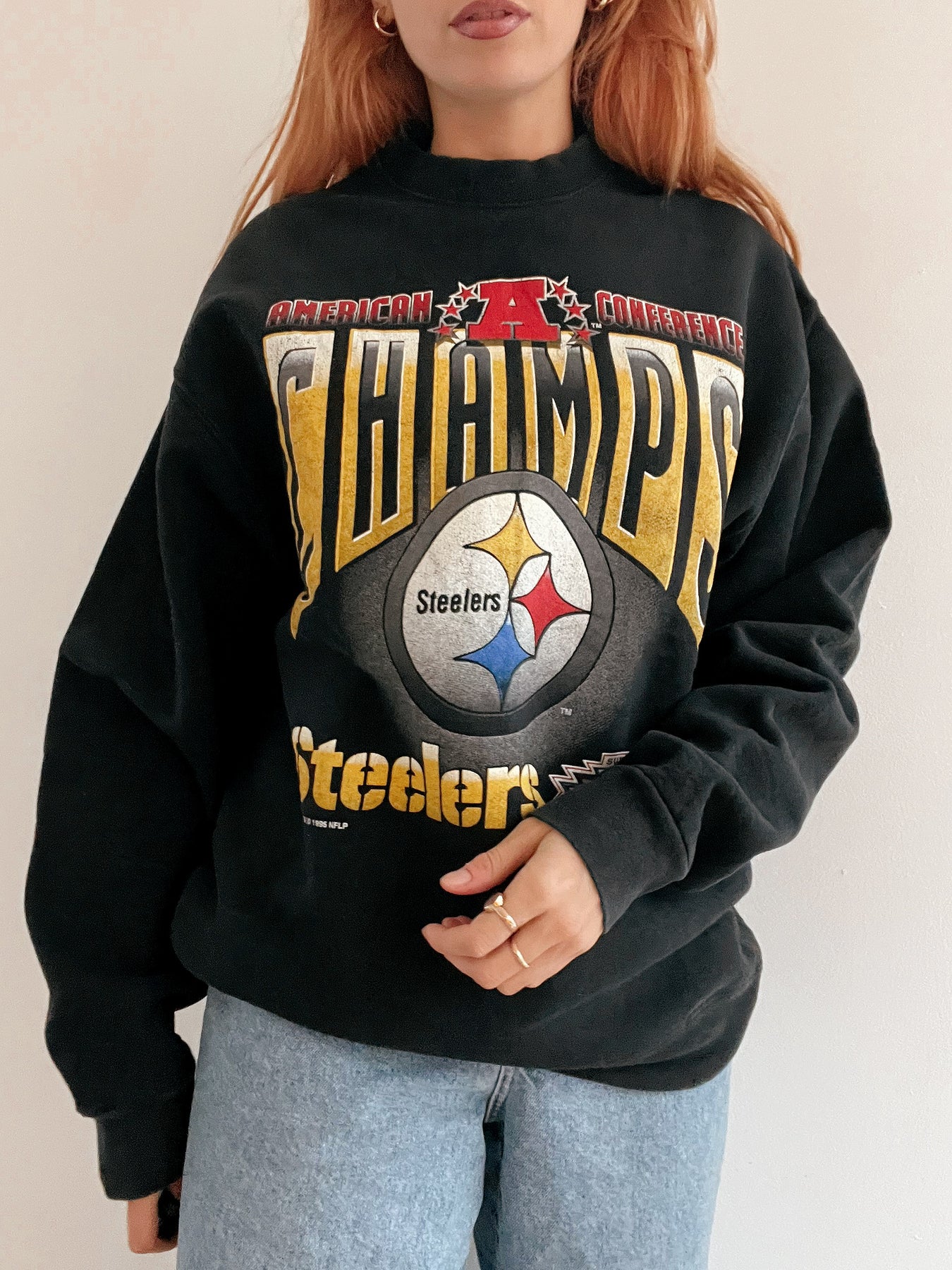 Pull vintage américain noir et rouge XL – fripsquare